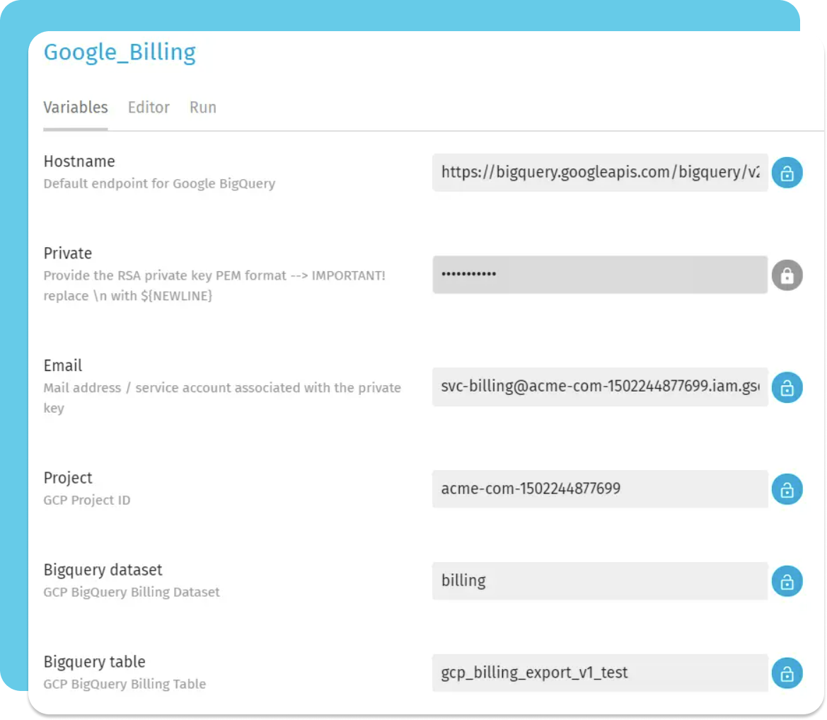 Google Cloud integration with Exivity